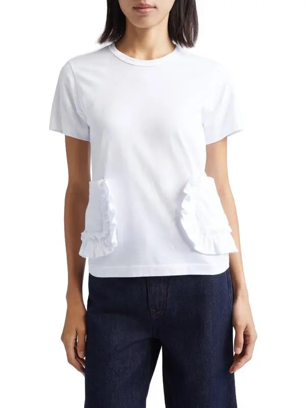 Comme Des Garçons Ruffle Pocket Jersey T-shirt - White