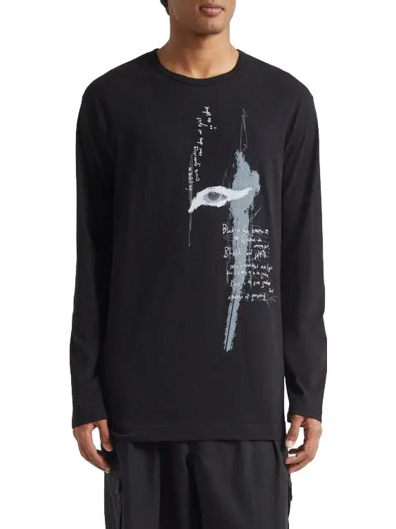 Yohji Yamamoto Long Sleeve Graphic T-shirt - Black
