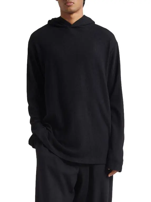 Yohji Yamamoto Super 120s Wool T-shirt Hoodie - Black