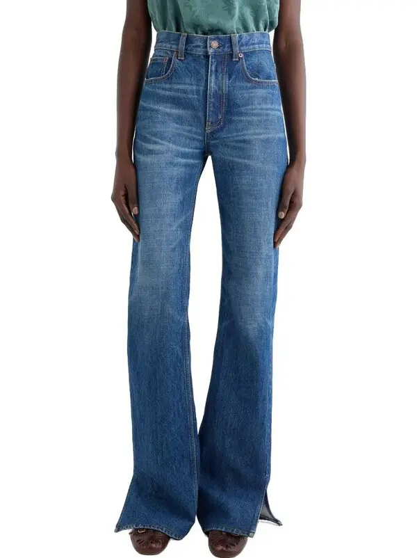 Chloé Split Hem Straight-leg Jeans - Faded Indigo
