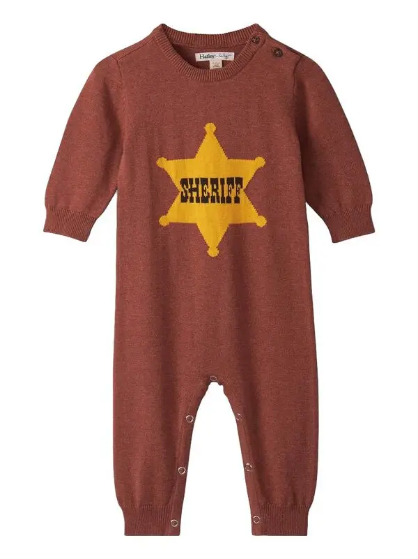 HATLEY Sheriff Intarsia Cotton Sweater Romper - Ketchup