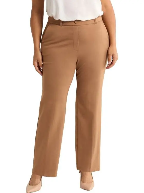 KASPER Pull-on Trouser Pants - Dark Camel