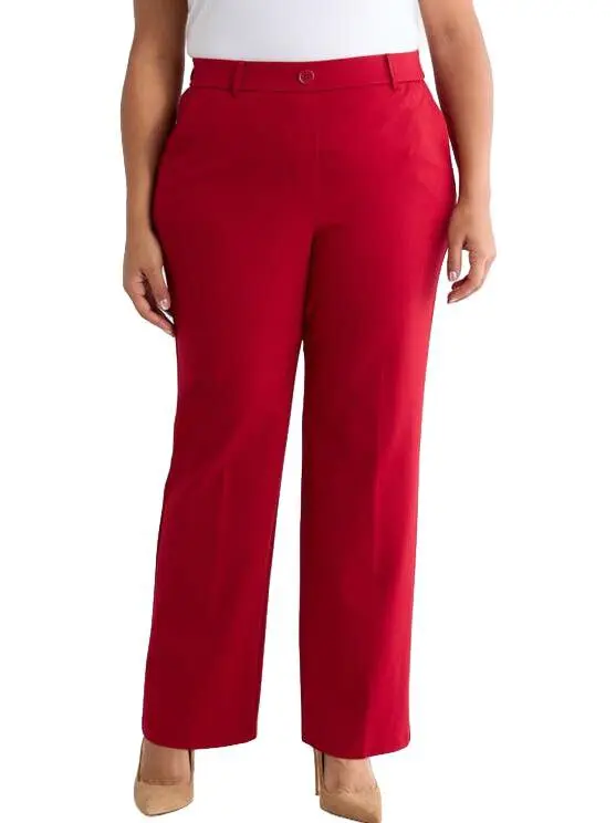 KASPER Pull-on Trouser Pants - Fire Red