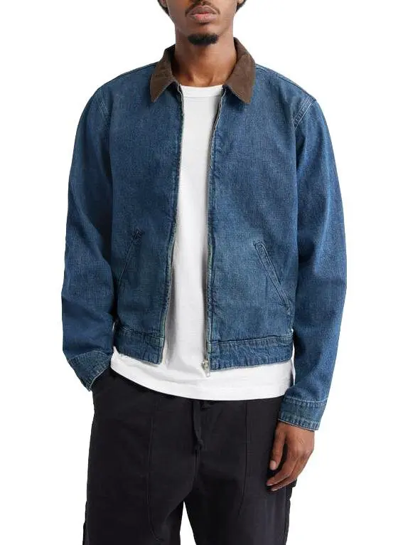 BDG URBAN OUTFITTERS Denim Harrington Jacket With Corduroy Collar - Denim Blue
