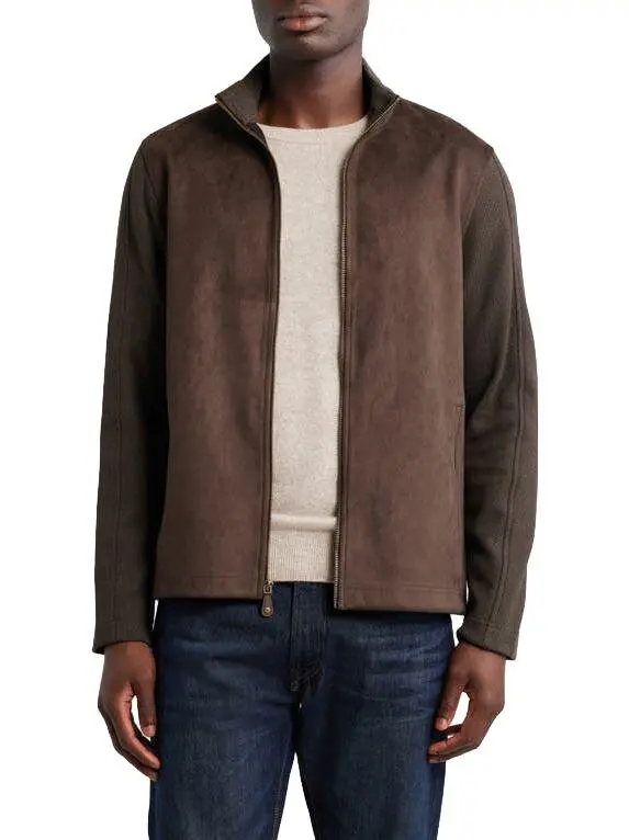 Johnston & Murphy Sueded Mixed Media Jacket - Brown
