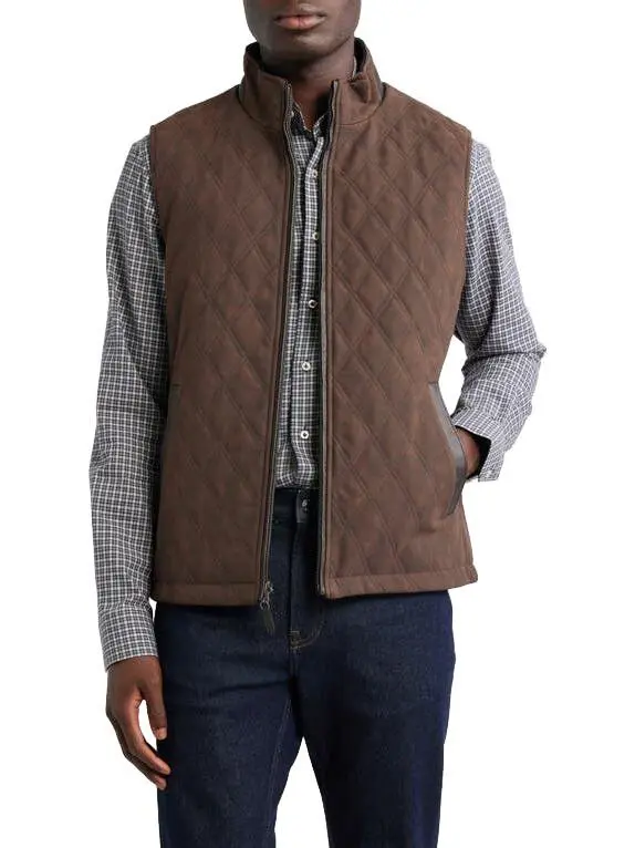 Johnston & Murphy Upton Quilted Reversible Vest - Dark Brown/navy Plaid