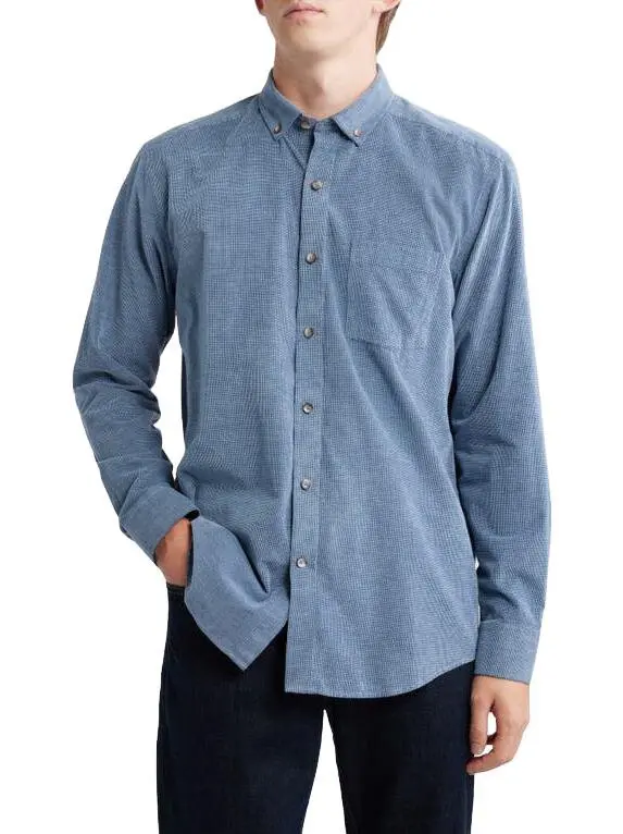 Johnston & Murphy Textured Corduroy Button-down Shirt - Blue