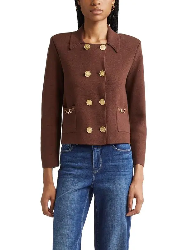 L'Agence Madilyn Knit Jacket - Chocolate/gold