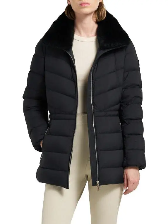 Moose Knuckles Belle Cote Puffer Jacket With Shearling Collar - Black