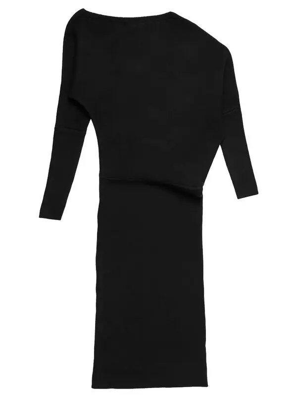 Deluc Elijah One-shoulder Midi Sweater Dress - Black