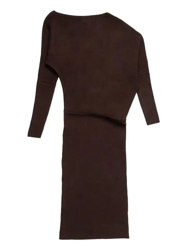 Deluc Elijah One-shoulder Midi Sweater Dress - Cacao
