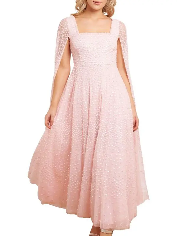 NEEDLE & THREAD Scatter Dot Ankle Gown - Dusk Pink