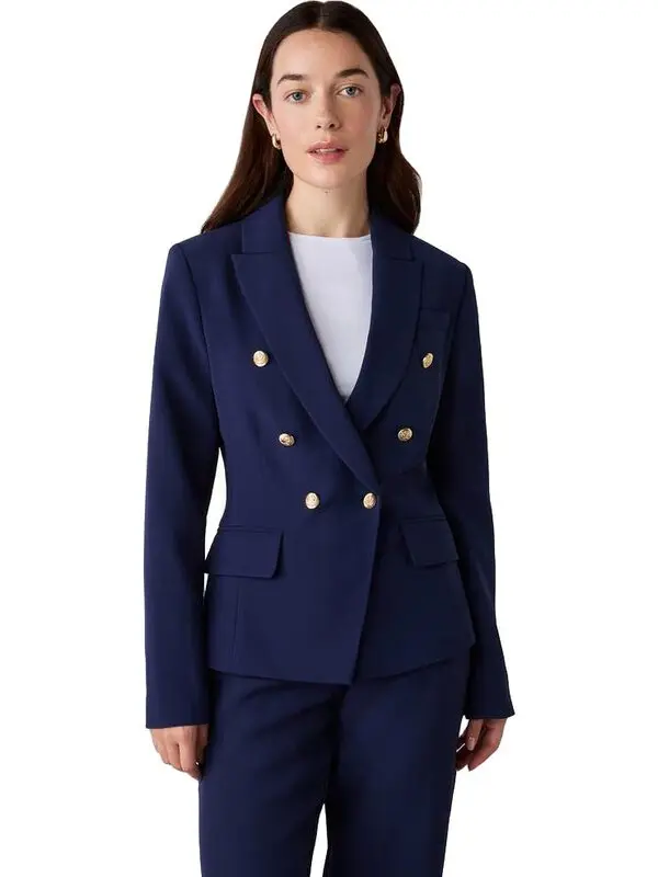 FINERY LONDON Lydia Button Detailed Blazer - Navy