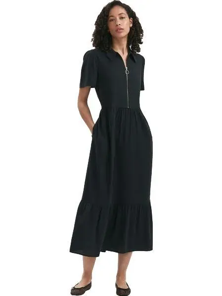FINERY LONDON Tania Linen Blend Midi Shirt Dress - Black