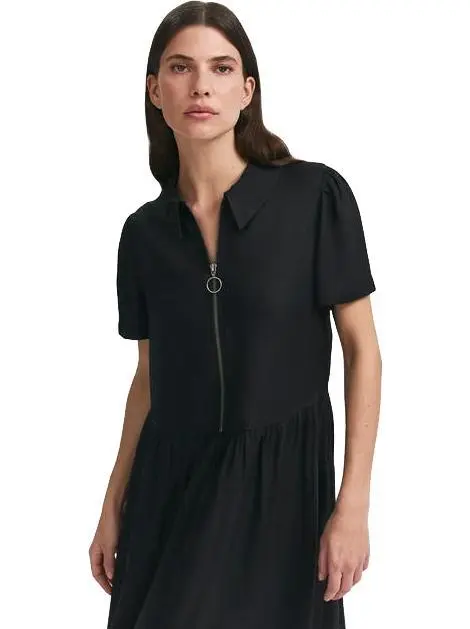 FINERY LONDON Orion Zip Front Midi Shirt Dress - Black