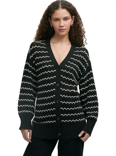 FINERY LONDON Alena Crochet Cardigan - Black