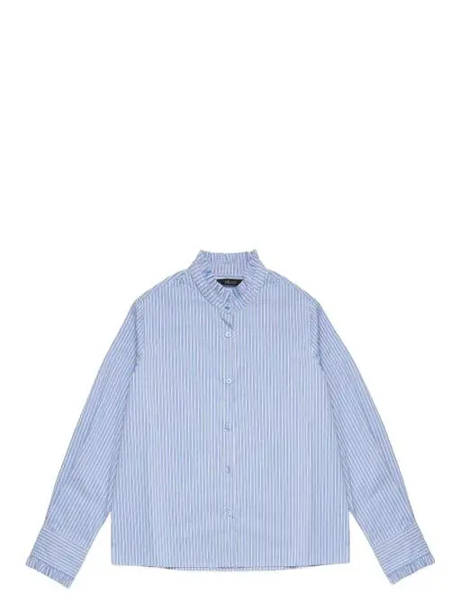 Deluc Oscar Ruffle Trim Striped Shirt - Light Blue