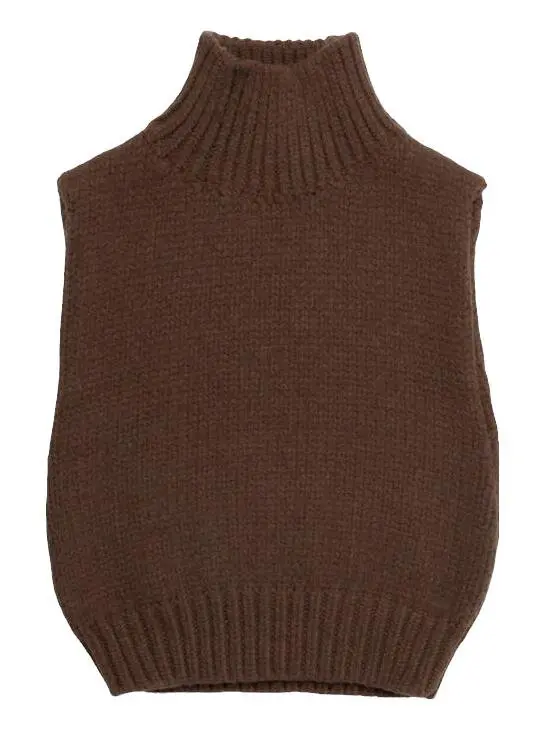 Deluc George Sleeveless Mock Neck Sweater - Chocolate
