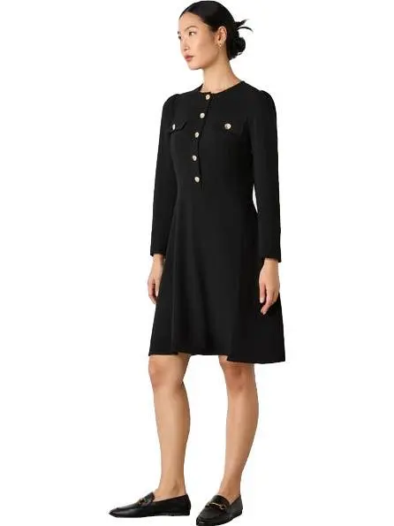 FINERY LONDON Evie Long Sleeve Crepe Dress - Black