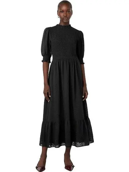 FINERY LONDON Amelia Chiffon Midi Dress - Black