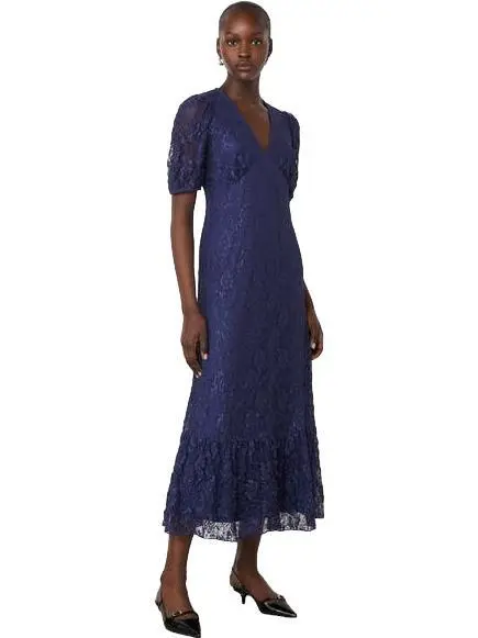 FINERY LONDON Lace Midi Dress - Navy