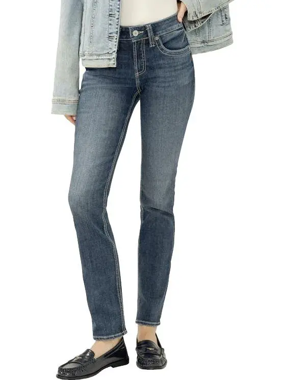 SILVER JEANS CO. Suki Curvy Mid Rise Straight Leg Jeans - Hargrave