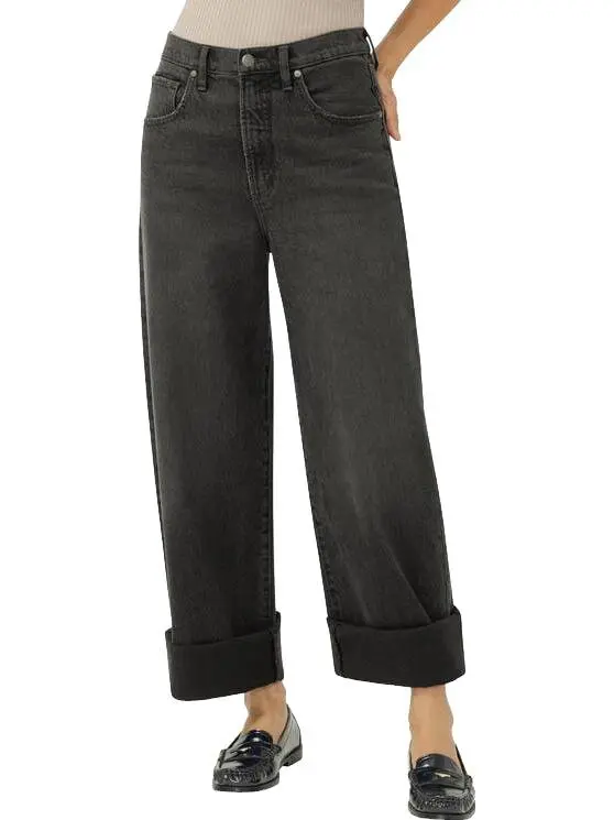 SILVER JEANS CO. High-rise Cropped Wide Leg Jeans - Onyx