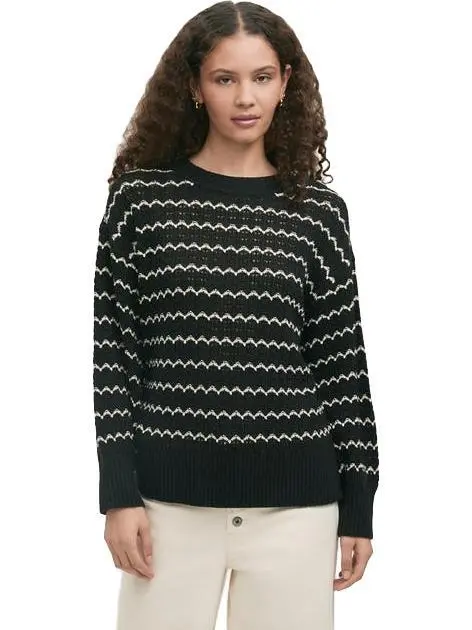 FINERY LONDON Sansa Long Sleeve Crochet Sweater - Black