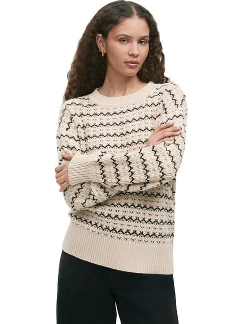 FINERY LONDON Sansa Long Sleeve Crochet Sweater - Ivory