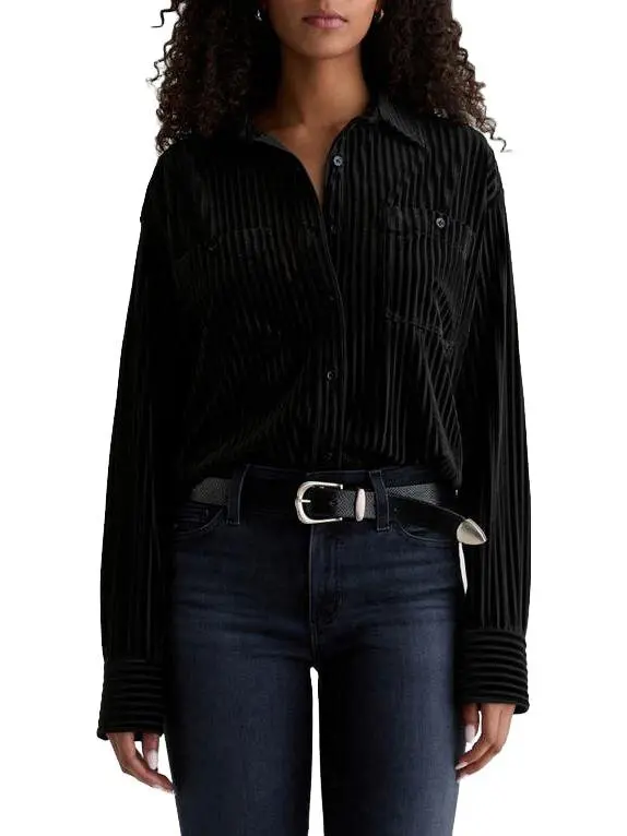 Ag Leny Relaxed Fit Velvet Shirt - Super Black
