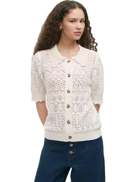 FINERY LONDON Marlowe Crochet Cardigan - Cream