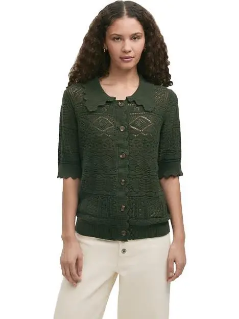 FINERY LONDON Marlowe Crochet Cardigan - Khaki