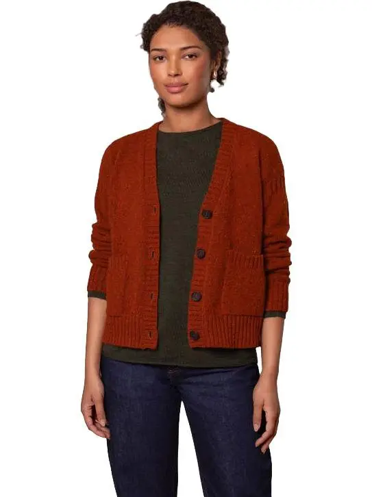 CELTIC & CO. Donegal Wool Boxy V-neck Cardigan - Rust
