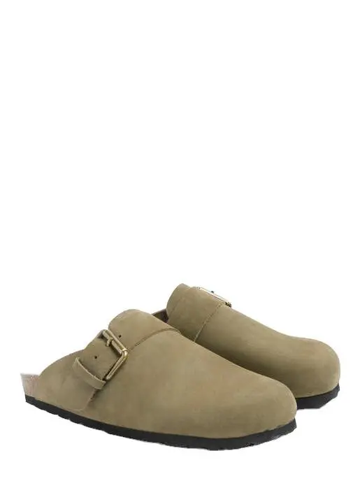 CELTIC & CO. Sheep Lined Clogs With Strap Detail - Khaki