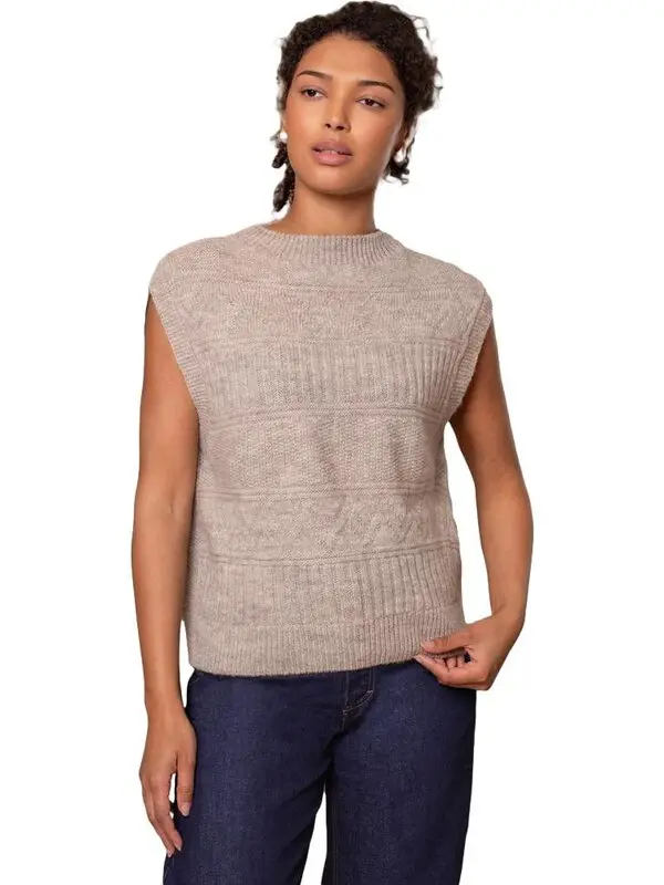 CELTIC & CO. British Wool Sleeveless Knit Tank - Undyed Taupe
