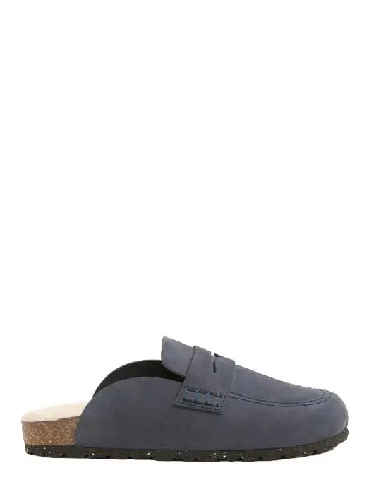 CELTIC & CO. Sheep Lined Penny Loafer Clog - Navy