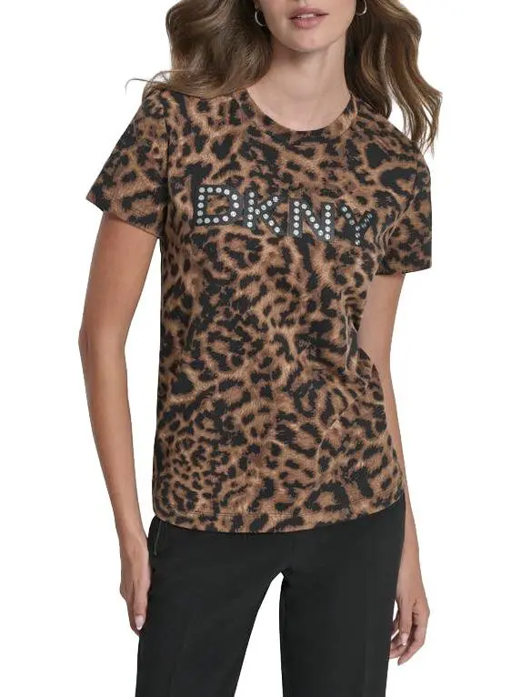 Dkny Print Logo Top - Truffle Cheetah