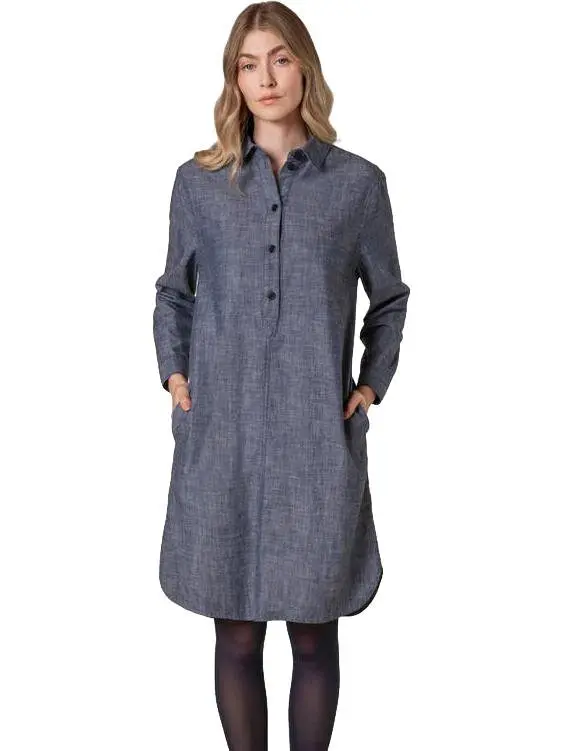 CELTIC & CO. Chambray Knee-length Shirt Dress - Indigo