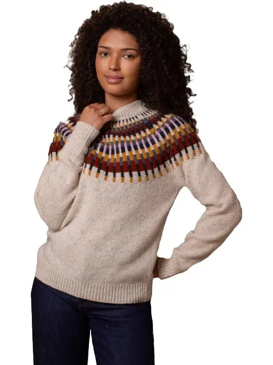 CELTIC & CO. Stitch Yoke High Neck Sweater - Oatmeal