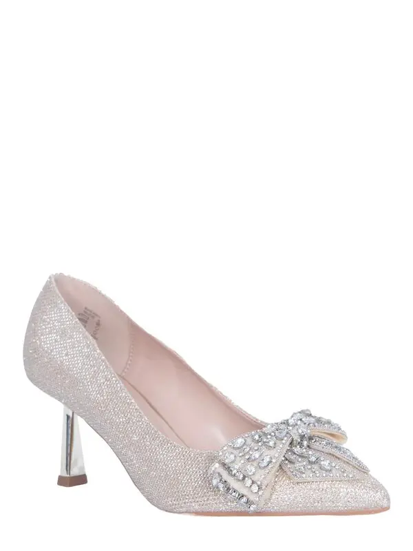 LAUREN LORRAINE Sherry Sparkle Pump With Bow - Nude