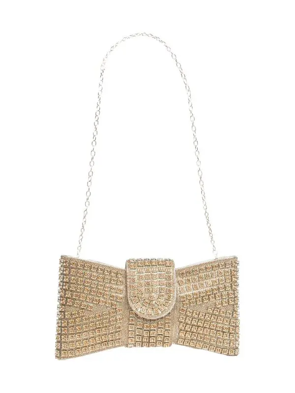 LAUREN LORRAINE Rhinestone Bow Bag - Gold