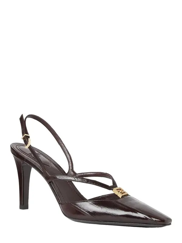 Fendi Ffold Genuine Eel Slingback Pumps - Brown
