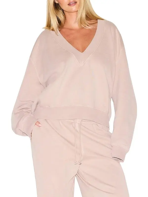SKIMS V-neck Fleece Pullover - Light Fawn