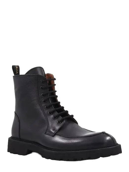 Aquatalia Danny Leather Lace-up Boots - Black Tumbled