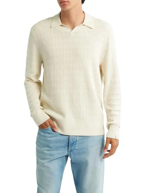 Rag & Bone Harvey Johnny Collar Relaxed Polo - Ivory