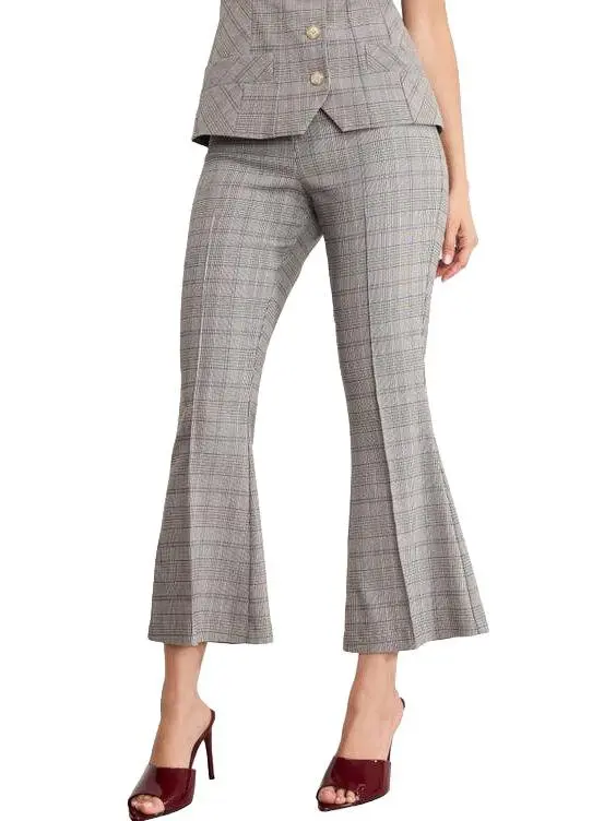 Good American Plaid Kick Flare Trousers - Glen Plaid001