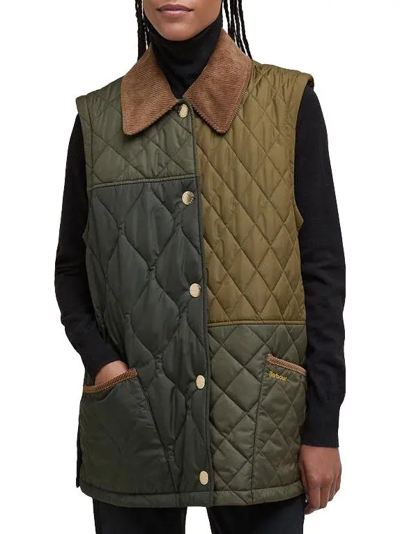 Barbour Lorrie Convertible Quilted Jacket - Fern Leaf/sage/light Sage