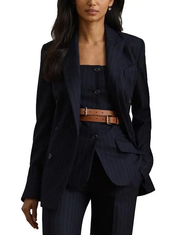 Ralph Lauren Ryen Pinstripe Blazer - Navy/cream