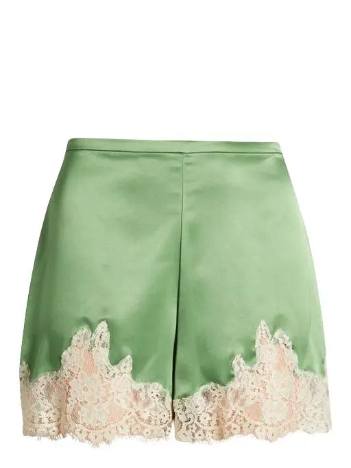 REFORMATION Fern Satin Shorts - Jade Green