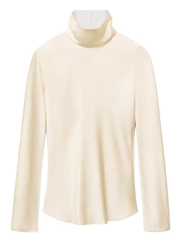 Mango Selection Turtleneck Satin Top - Ecru
